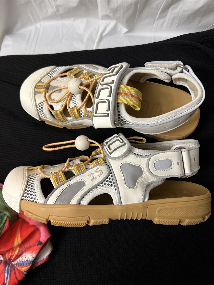 Gucci Womens Leather And Mesh Fabric Tinsel Sport Sandals US Gucci Womens Leather And Mesh Fabric Tinsel Sport Sandals US