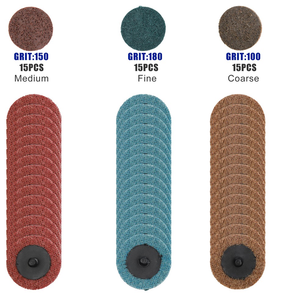 50Pc 2" Coarse/Medium/Fine Roloc Scotch Pads Roll Lock Surface Sanding ...