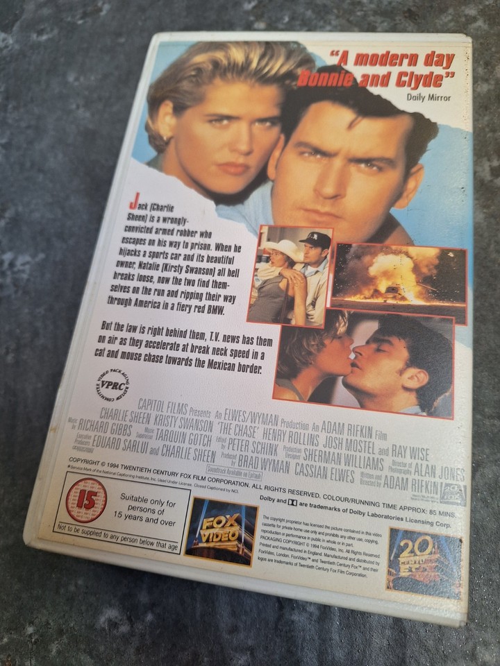 The Chase Big Box Ex Rental UK PAL VHS Charlie Sheen Fox Video | eBay UK