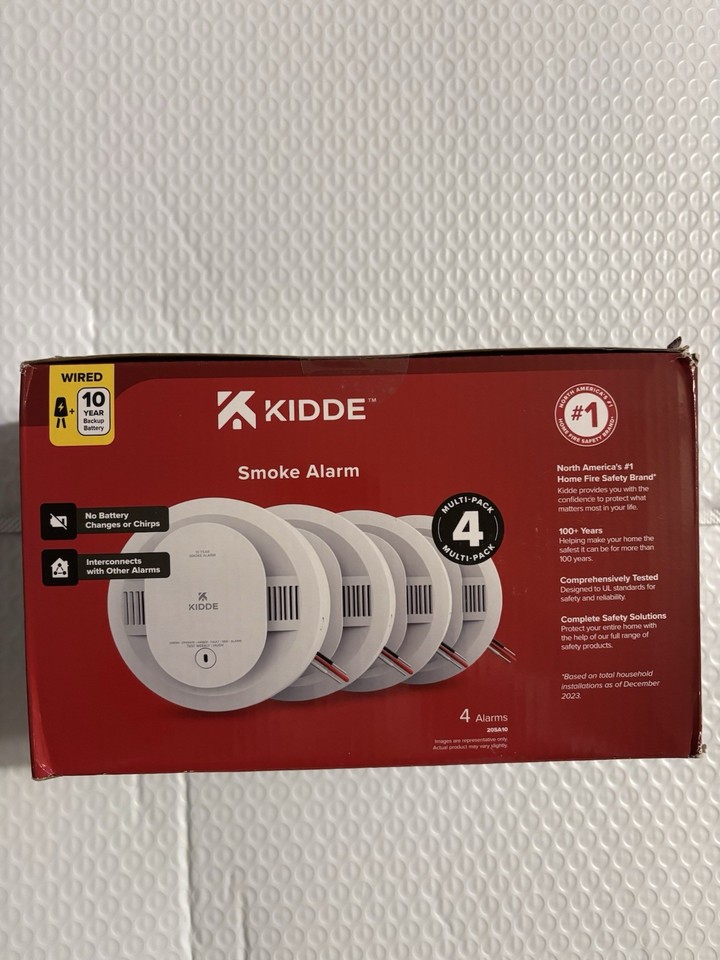 Kidde 20SA10 4-Pack Wired Smoke Alarms With 10-Year Battery Backup | eBay