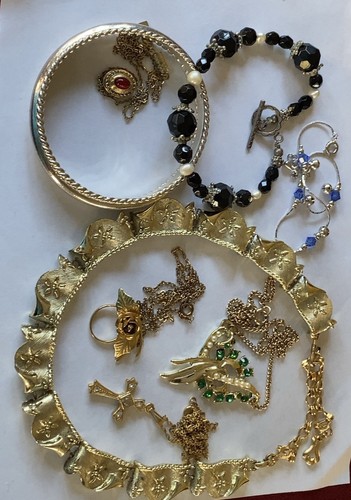 Vintage Modern Jewelry Lot Necklace Choker Bracelet Signed PD STAR Rose ...