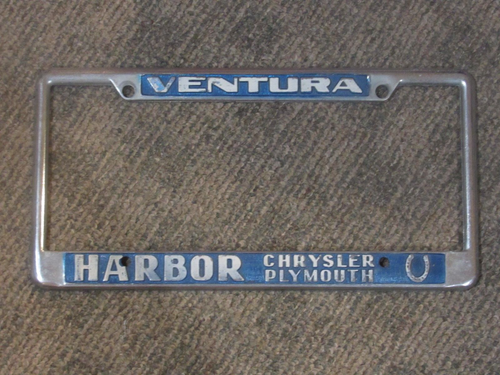 Vintage Ventura Harbor Chrysler Metal License Plate Frame Embossed Rare ...