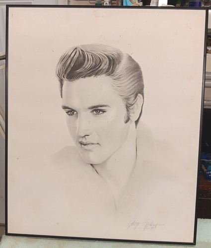 Young Elvis Presley 1987 Charcoal and Pencil Drawing 20" x 24" By Gary ...