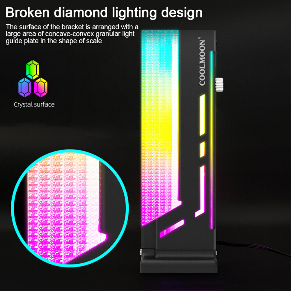5V 3Pin ARGB VGA Bracket Vertical GPU Support 12pcs LED RGB Graphics PC ...