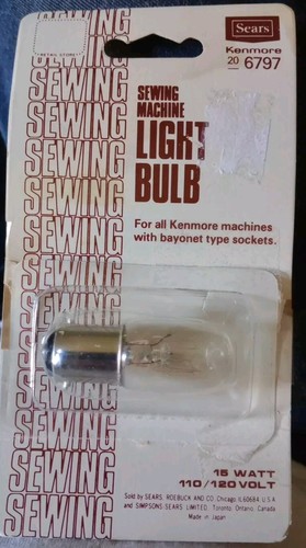 Original SEARS Sewing Machine Light BULB 20 6797 Kenmore Bayonet Socket ...