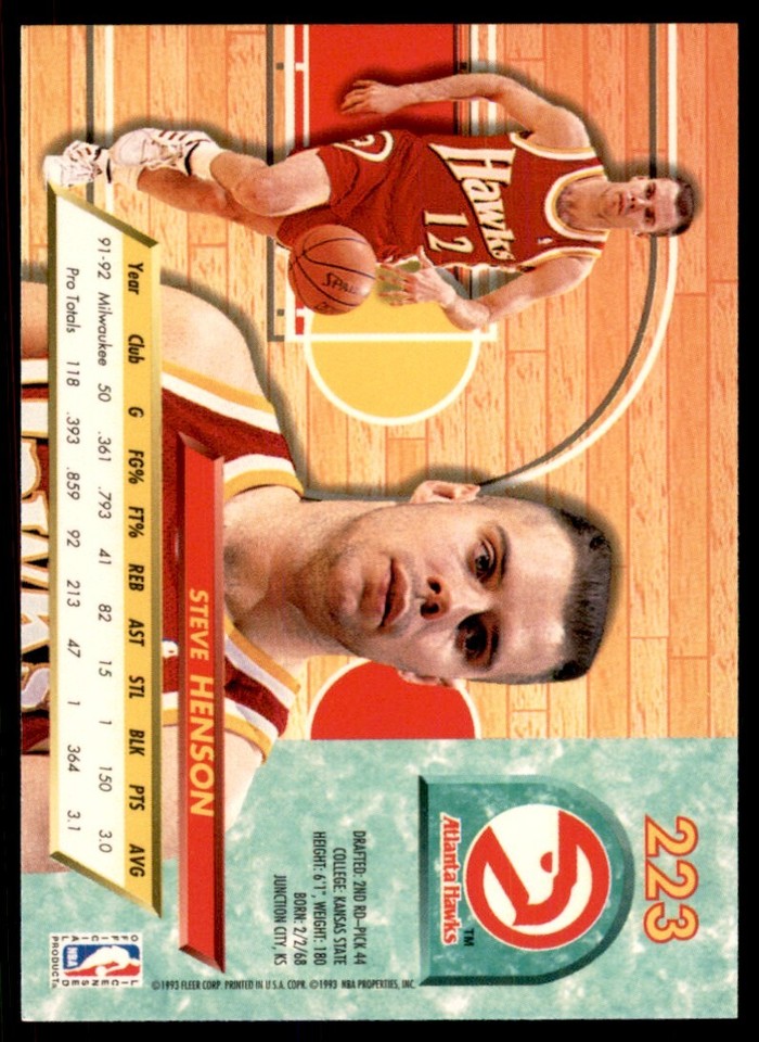 1992-93 Fleer Ultra. Steve Henson Basketball Cards #223 | eBay