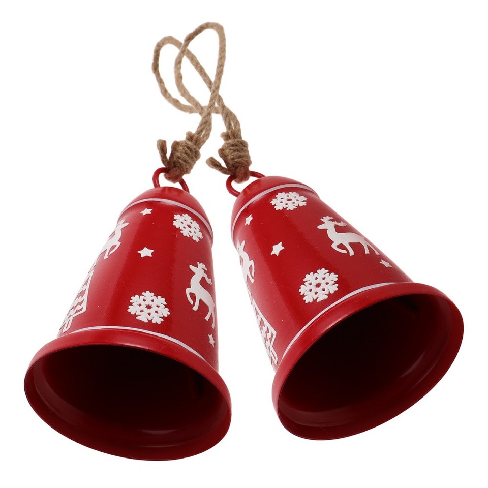2pcs Christmas Hanging Bells: Christmas Tree Pendants Metal Craft ...
