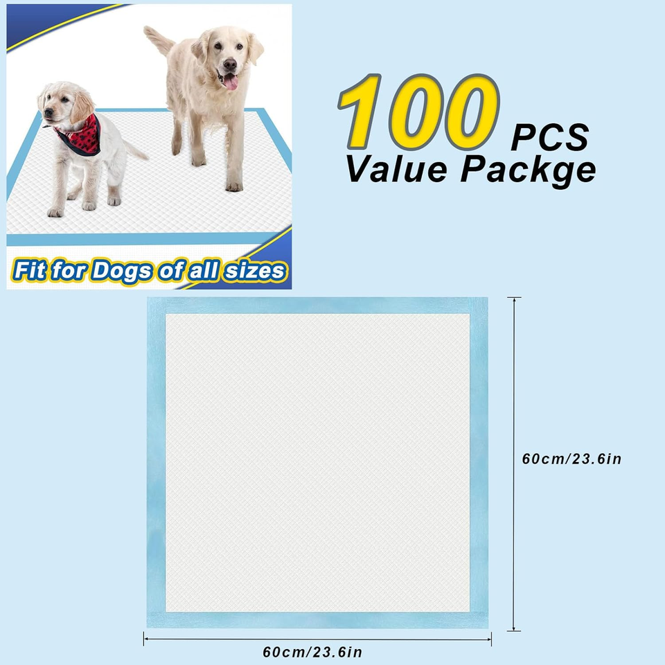 100Pcs Puppy Training Pads 60X60Cm- Leak-Proof and Super Absorbent Dog ...