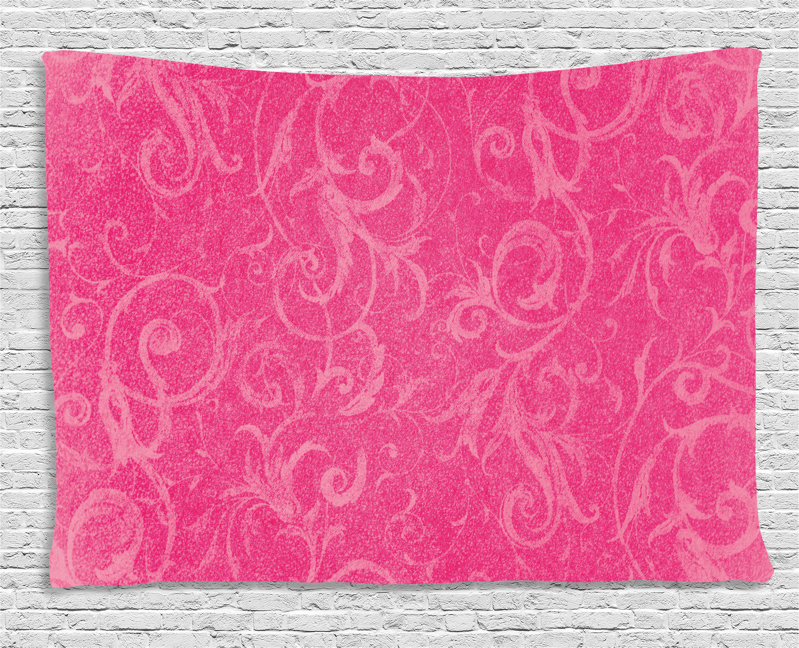 Hot Pink Tapestry Lovely Floral Swirls Print Wall Hanging Decor 80Wx60L ...