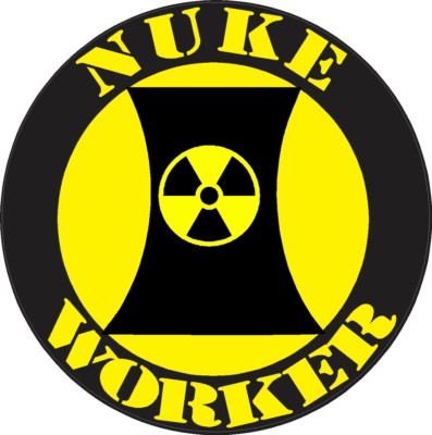 Nuke worker round sticker with cooling tower, N-58 | eBay