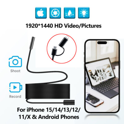 Plug&Play Borescope Endoscope Inspection Camera for iPhone 15 14 13 12 ...