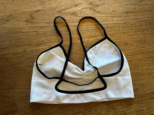 FREE PEOPLE Whit/Black Trim XS/S Cynch Front Pullover Bralette NWOT ...