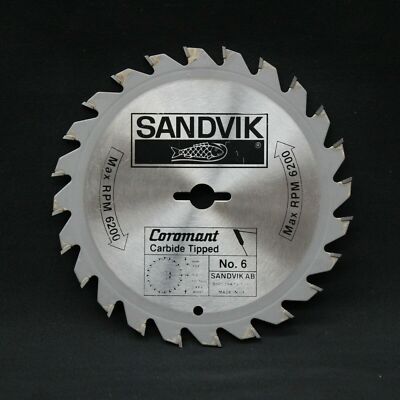 Sandvik 154mm x 12.7mm 24T TCT Circular Saw Blade. Hard & Soft Wood ...