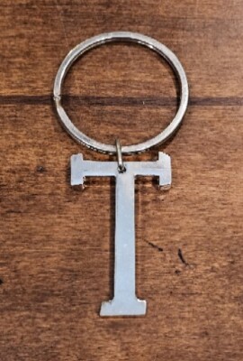 Letter T Keychain Silver Tone Metal Initial Key Ring | eBay