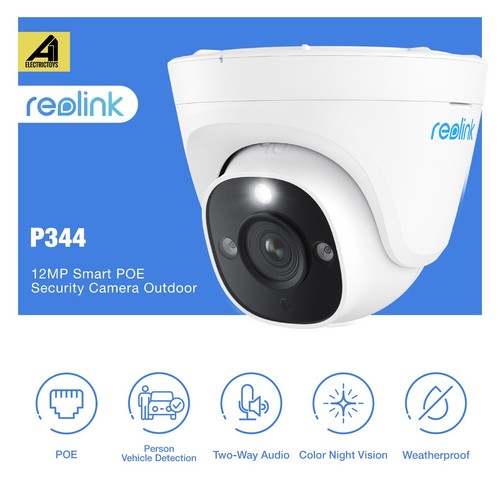 Reolink RLC-1224A 12MP PoE Security Camera Person Vehicle Detection ...