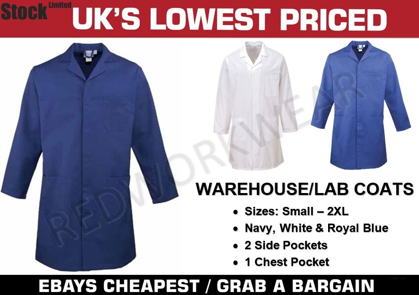 Lab Warehouse Work Coverall Coat Navy White Royal Blue | eBay UK