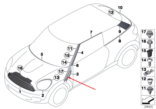 Genuine MINI R60 R61 Side Carrier Turn Signal Trim Black Right ...