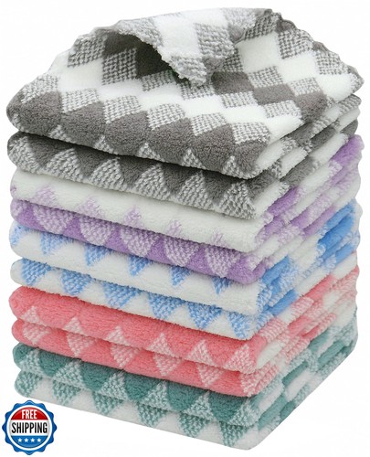 HFGBLG Microfiber Cleaning Cloth Lint Free Cleaning Rags, 10 Pack Fast ...