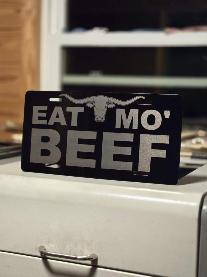 Laser Engraved EAT BEEF license Plate | eBay