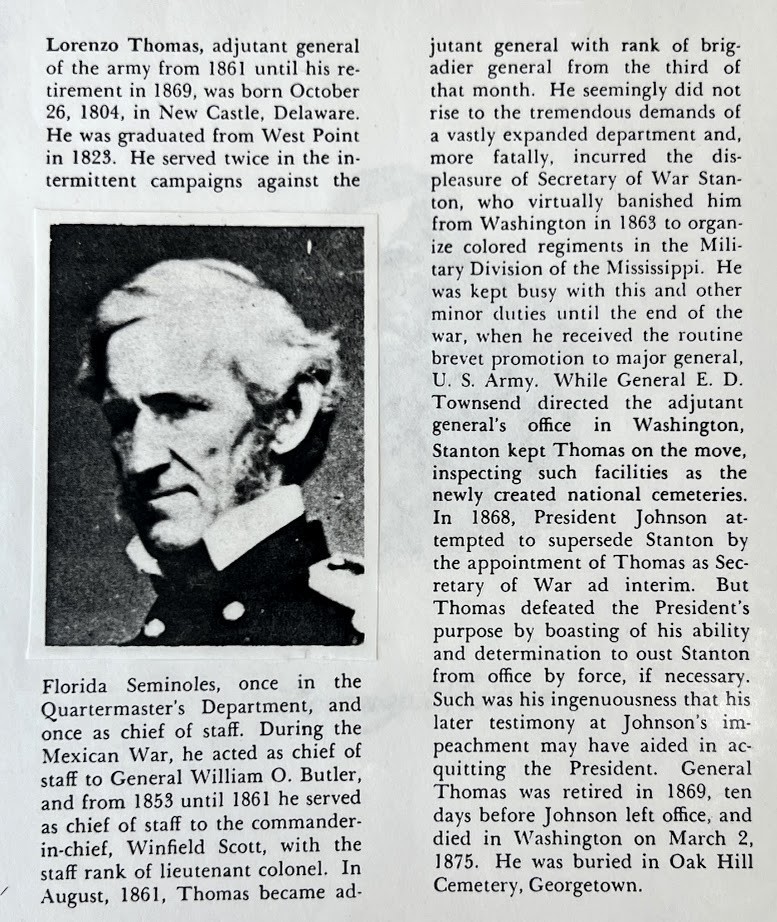 SEMINOLE INDIAN/MEXICAN/CIVIL WAR MAJ GENERAL THOMAS CA/OR TERR ...