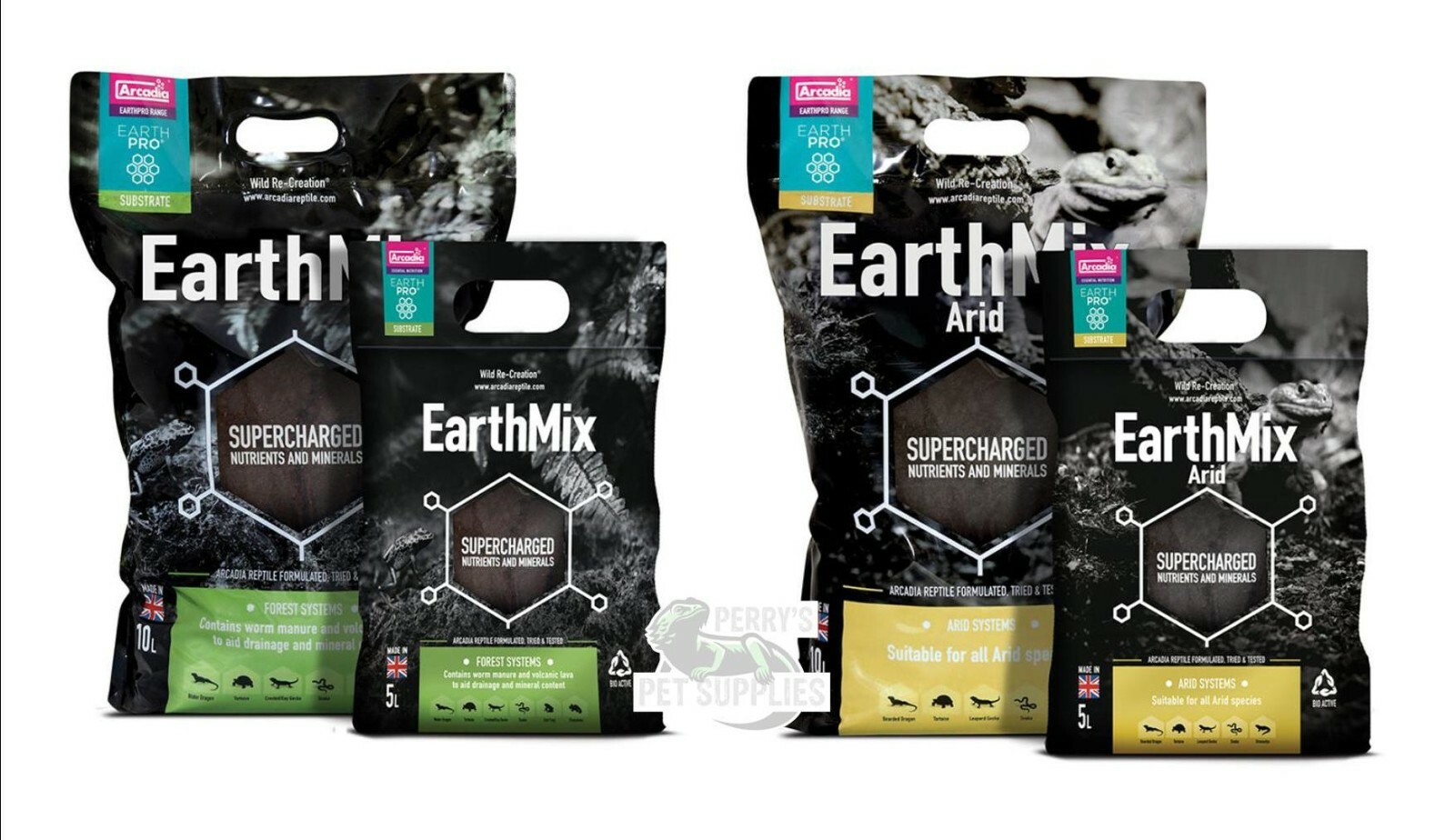 Arcadia Earth Mix & Earth Mix Arid 5L / 10L Reptile Organic Bio-Active ...