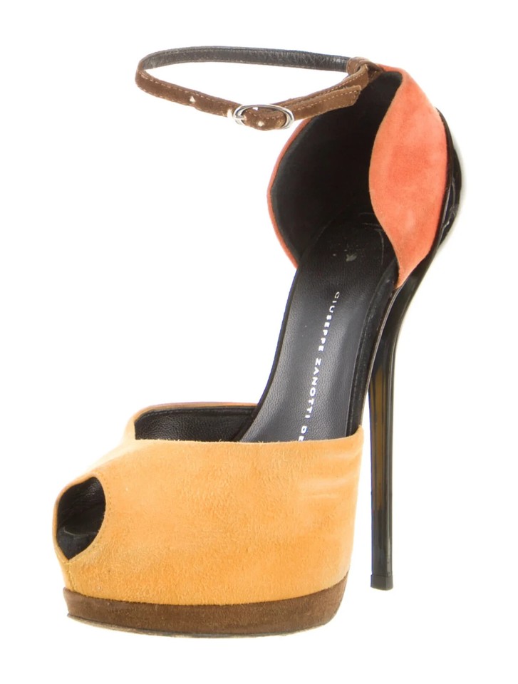 GIUSEPPE ZANOTTI Yellow Suede Colorblock D'Orsay Pumps Size 6 IT 36 ...