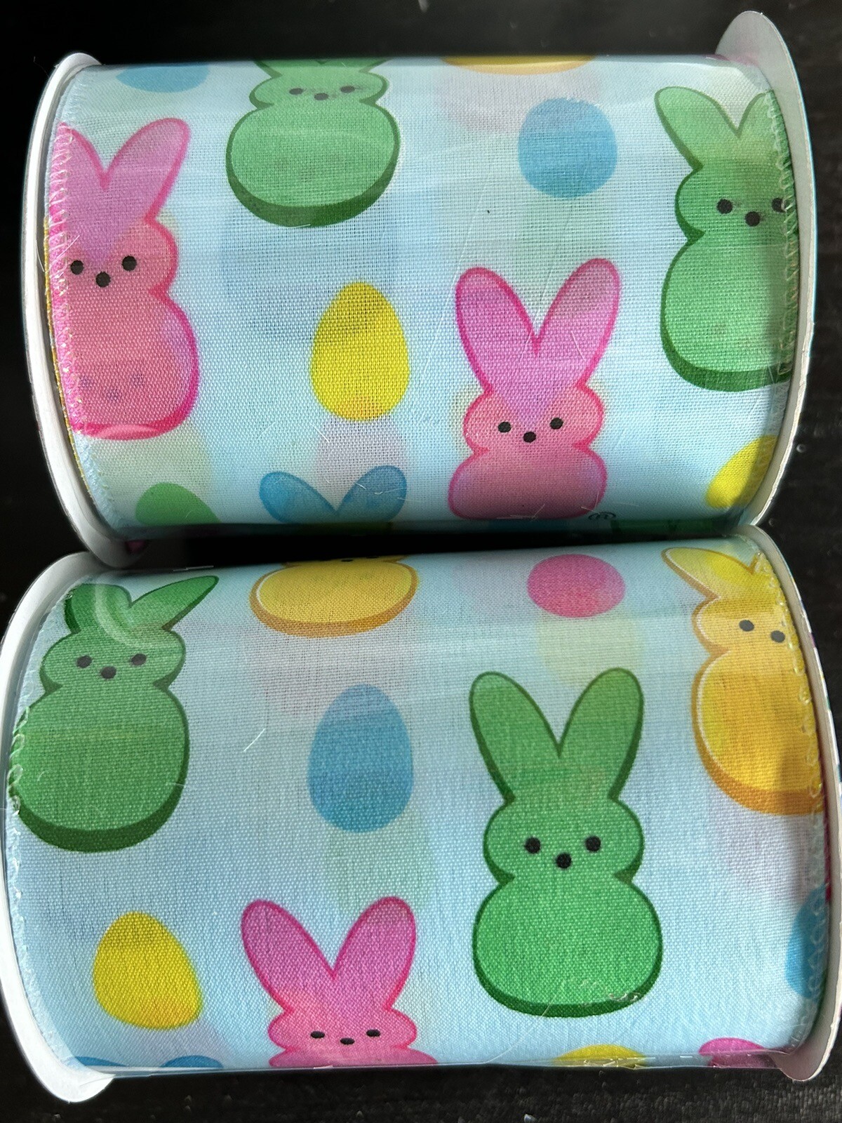NEW PEEPS Wire Edge 4"x12' Easter Basket Ribbon - 2 Spools🐰🩷💛🩵💚 | eBay