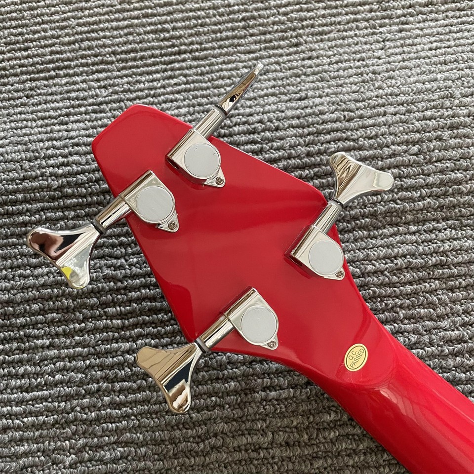 4 String Bass Guitar Red Marceline Electric Guitar Axe Shape Chrome ...