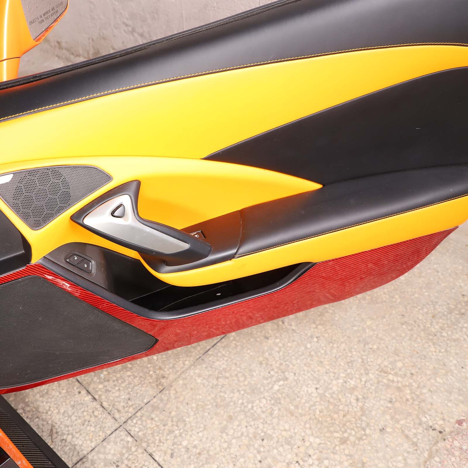 Red Carbon Car Door Panel Anti-kick Trim All-inclusive For Corvette C7 ...