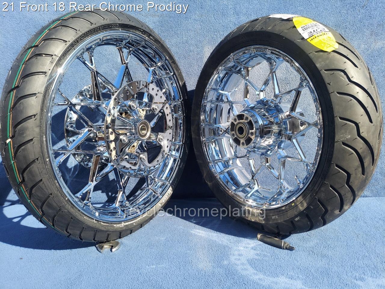 Harley Chrome 21" F 18" R Prodigy Wheels Dunlop Tires Rotor 09-23 Road ...