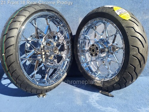 Harley Chrome 21" F 18" R Prodigy Wheels Dunlop Tires Rotor 09-23 Road ...