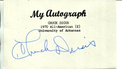 U of AR football NFL San Diego Chargers CHUCK DICUS signed AUTOGRAPH ...