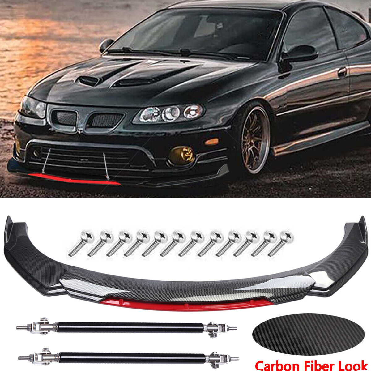 For Pontiac GTO 04-06 Front Bumper Lip Spoiler Splitter Carbon Fiber ...