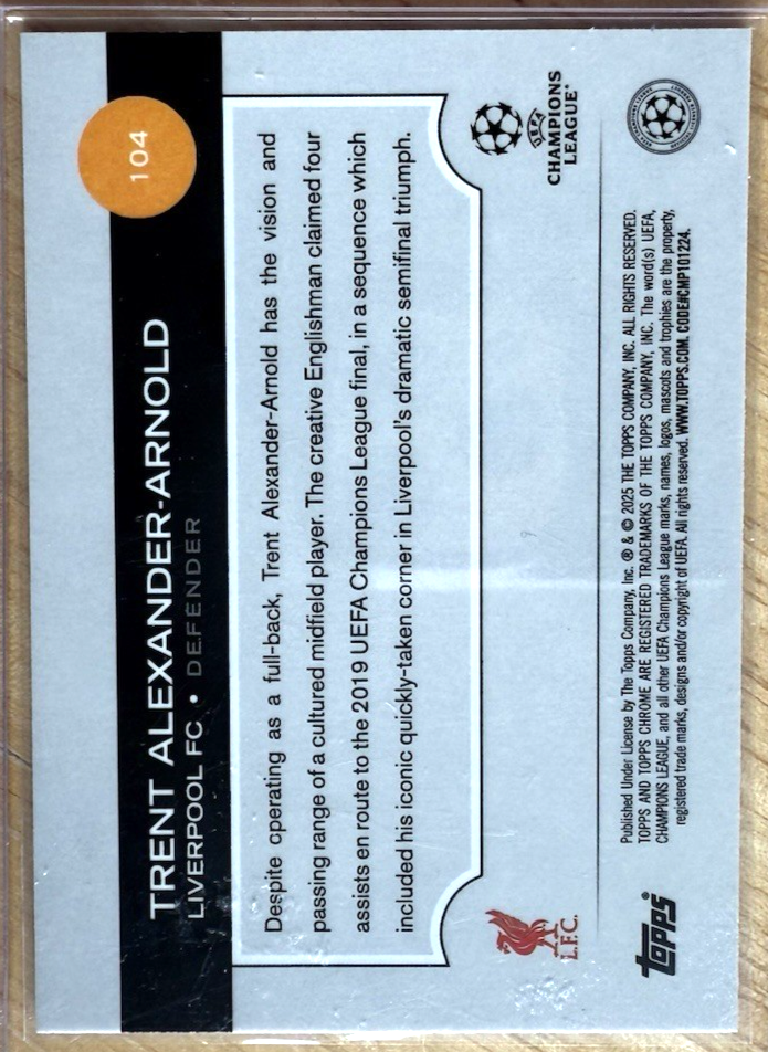 Trent Alexander-Arnold Magenta Lava /75 2024-25 Topps Chrome UEFA (1: ...