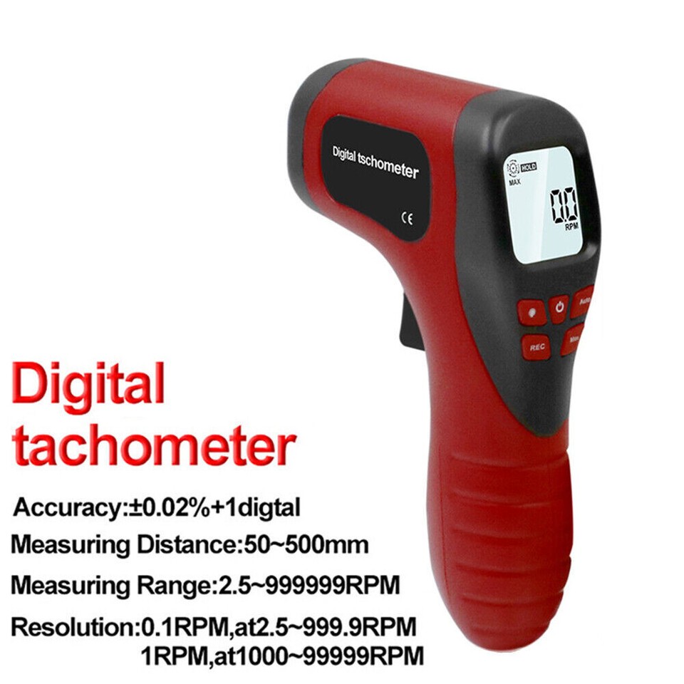 Digital Handheld Tachometer Photo Laser RPM Meter Non-Contact Motor ...