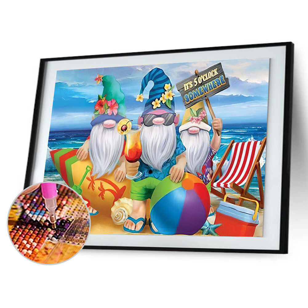 Diamond Painting 5D DIY Beachside Gnomes Full Square Drill Rhinestone ...