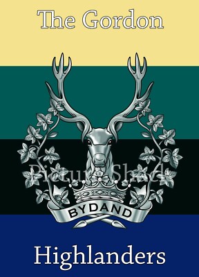 THE GORDON HIGHLANDERS CAP BADGE PRINTED ON A METAL SIGN 5 x 7 INCHES ...