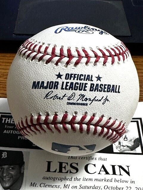 LES CAIN SIGNED AUTOGRAPHED OML BASEBALL! Tigers! | eBay