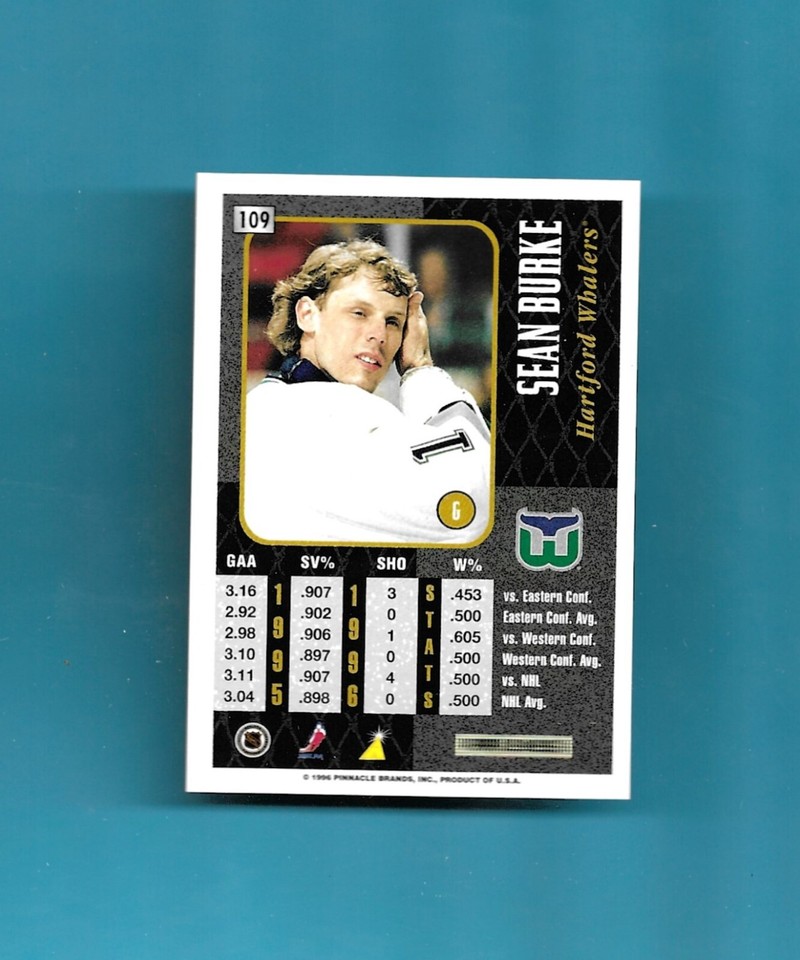1996-97 Pinnacle Summit ICE # 109 SEAN BURKE HARTFORD WHALERS ...