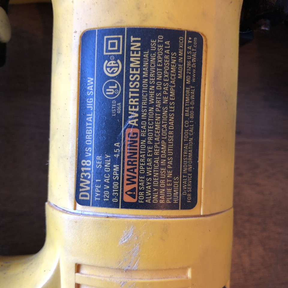 DeWalt DW318 Orbital Jig Saw - Corded with Case 4.5 AMPS | eBay