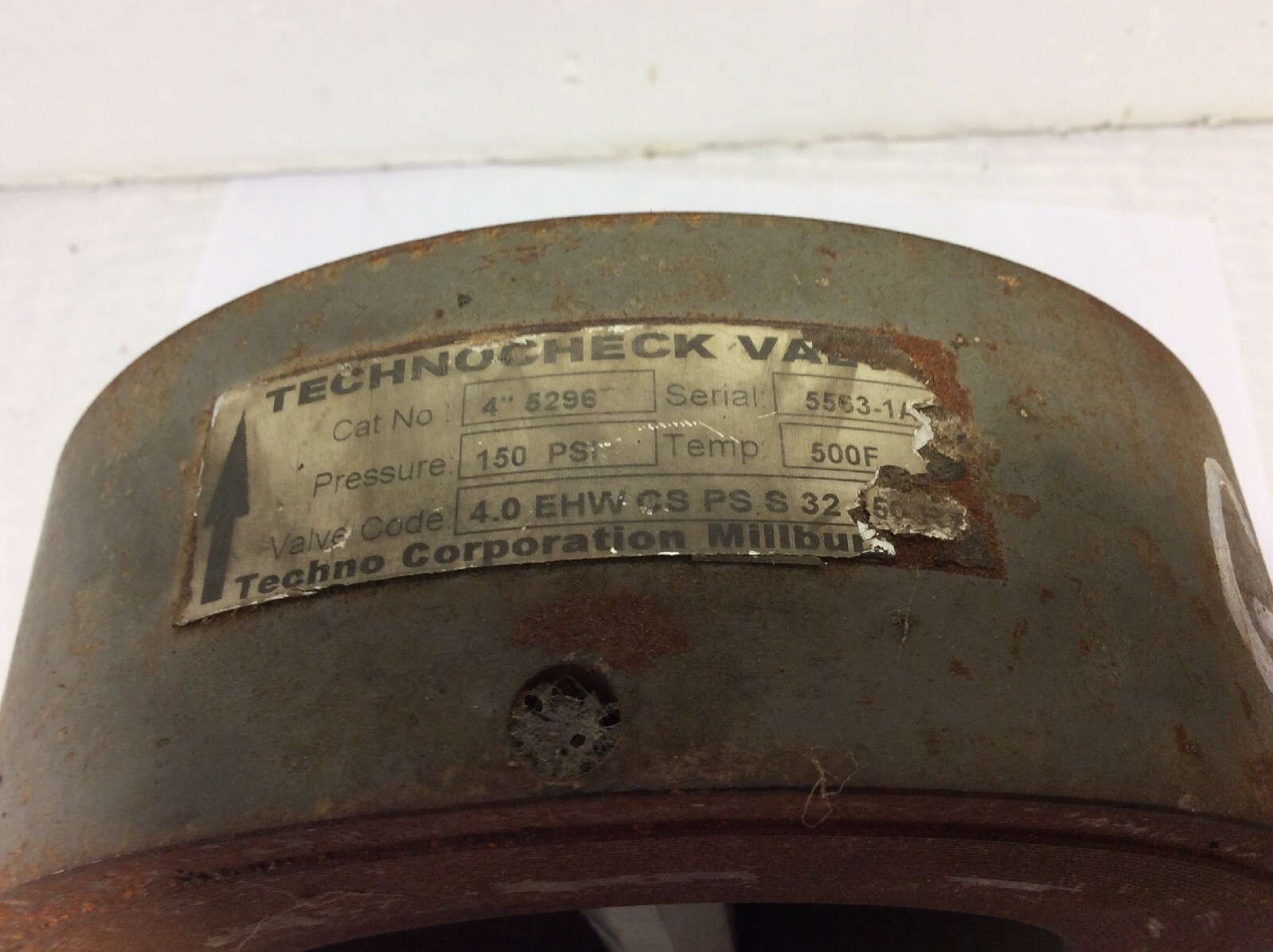 TECHNOCHECK 4" 5296 VALVE 150 PSI 500°F VALVE CODE 4.0 EHW CS PS S 32 ...