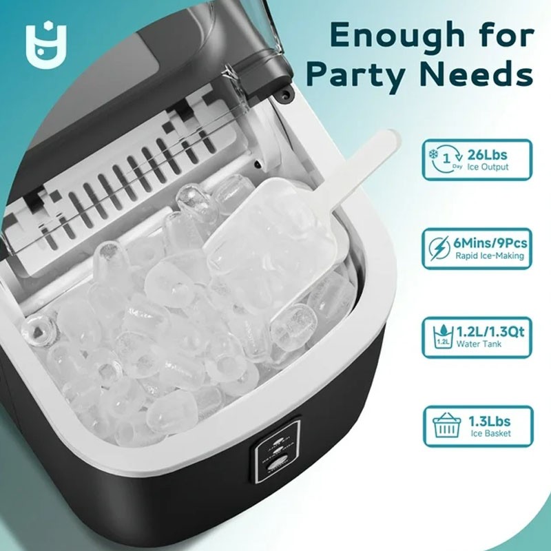 Countertop Self Cleaning Ice Maker Portable 26 Lbs/24H Bullet Ice ...