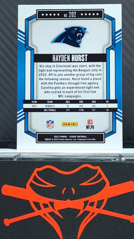 Hayden Hurst 2023 Score #202 - Panthers | eBay