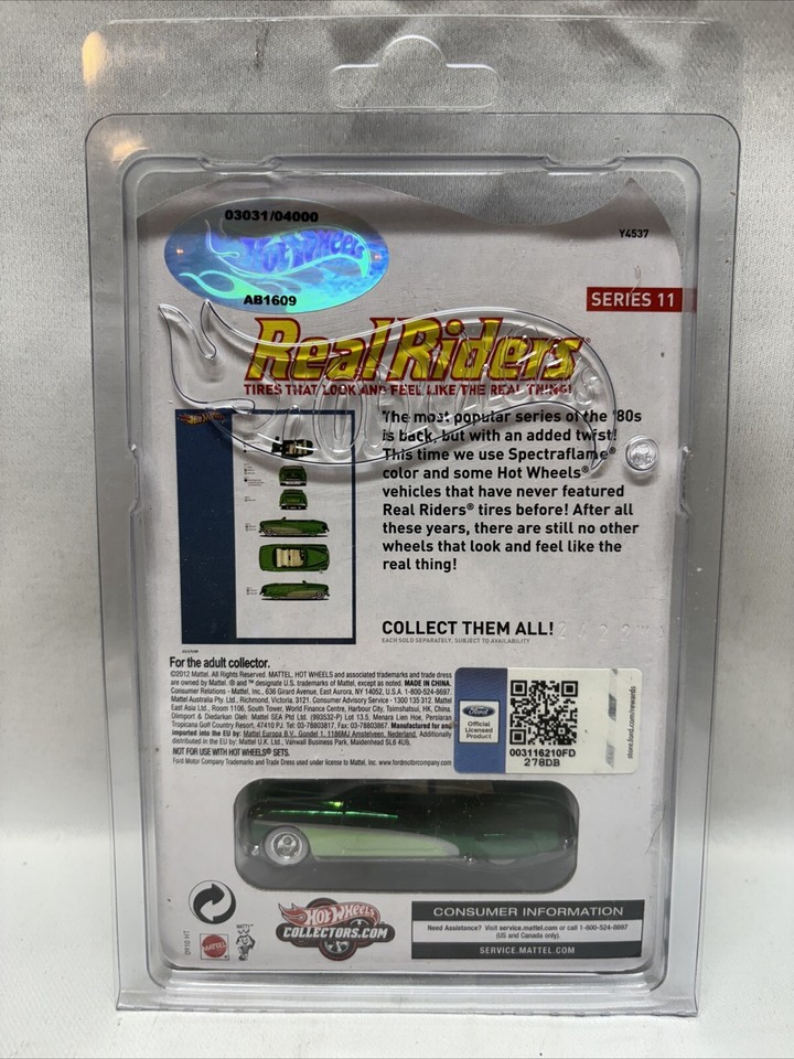 Hotwheels real riders 1 of 6- series 11- two tones green 49 merc #3031/ ...