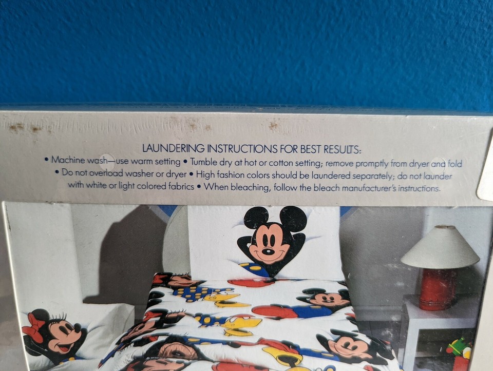 VTG 90s Mickey & Minnie Mouse Sheet Set Wamsutta TWIN NOS Disney PERCALE 90s HTF | eBay