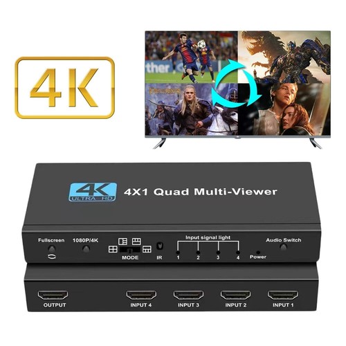 4x1 HDMI 4 Channel Quad Multi-Viewer HDMI Seamless Switch Switcher ...