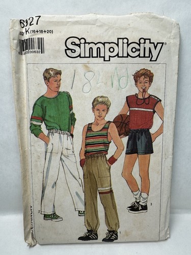 Simplicity 6927 Teen Boys Tank Top Shirt Pants Shorts Pattern 16-20 ...