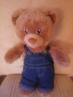 Build A Bear Brown Bear Overalls BAB Stuff Plush Animal 16" Farmer | eBay