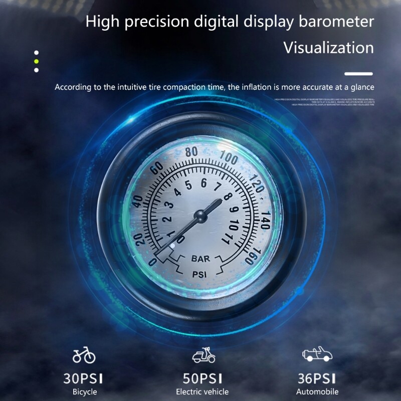 Handle Inflator Pump with Pressure Precisions Barometer Foot Floor ...