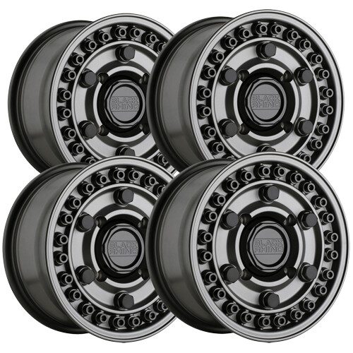 (Set of 4) Black Rhino UTV Armory UTV 15x7 4x110 Gun Black Wheels Rims ...